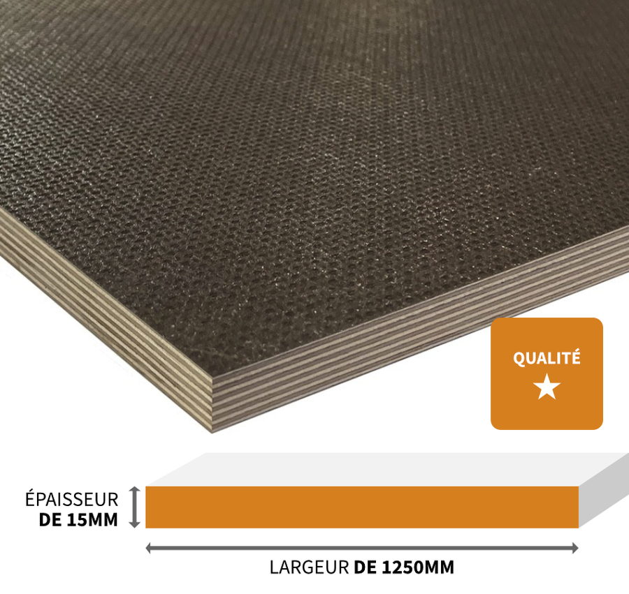 PANNEAU CONTREPLAQUÉ ANTIDÉRAPANT QUALITÉ STANDARD 2500X1250X15MM