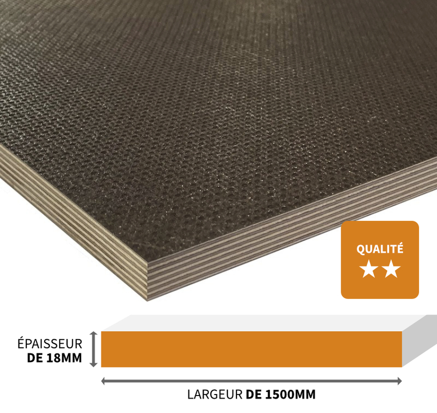 PANNEAU CONTREPLAQUÉ ANTIDÉRAPANT QUALITÉ SUPÉRIEURE 3000X1500X18MM