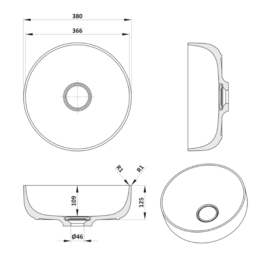 VASQUE DE SALLE DE BAIN SOFT 380 V-ON