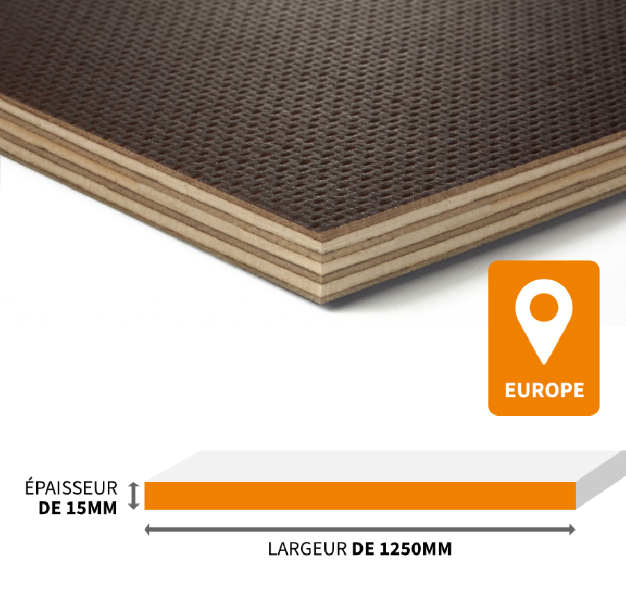 PANNEAU CONTREPLAQUÉ EUROPÉEN 2500X1250X15MM