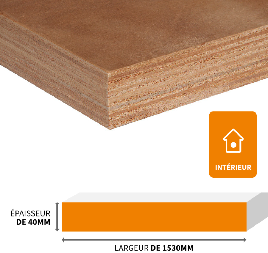 PANNEAU CONTREPLAQUÉ OKOUMÉ 3100X1530X40MM