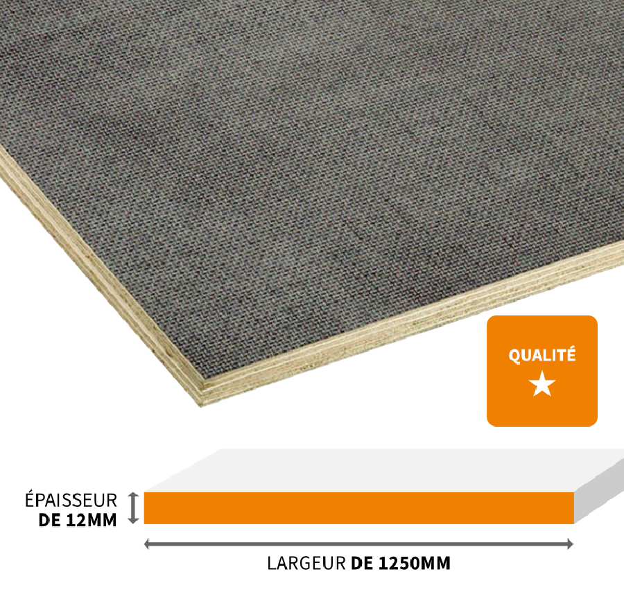 PANNEAU CONTREPLAQUÉ ANTIDÉRAPANT QUALITÉ STANDARD 2500X1250X12MM