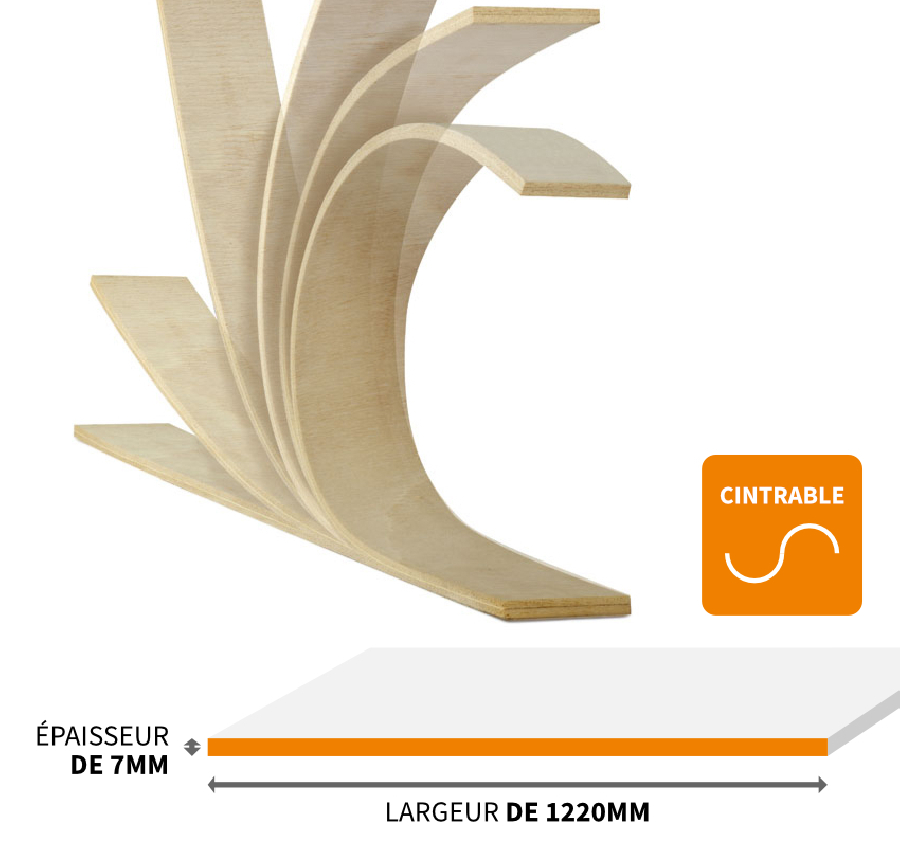 PANNEAU CONTREPLAQUÉ CINTRABLE FIL LONG 2500X1220X7MM