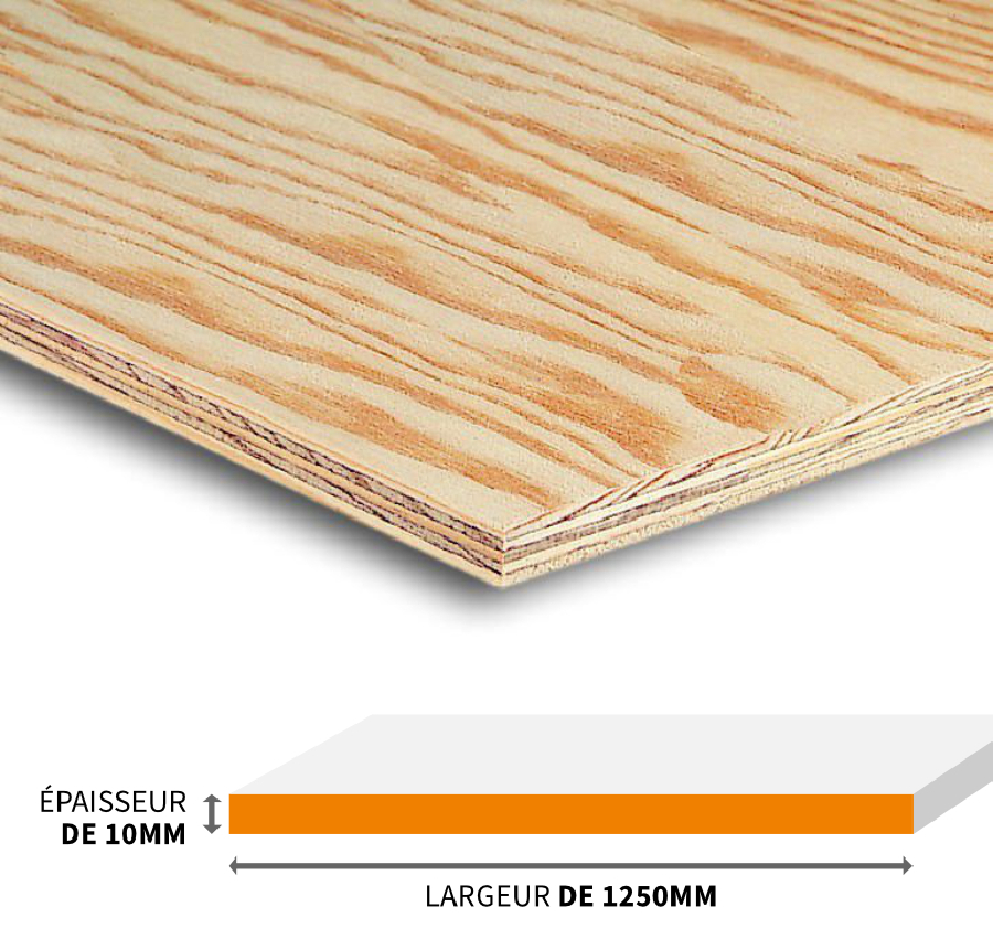 PANNEAU CONTREPLAQUÉ EN PIN MARITIME CTBX QUALITÉ I/II 2500X1250x10MM