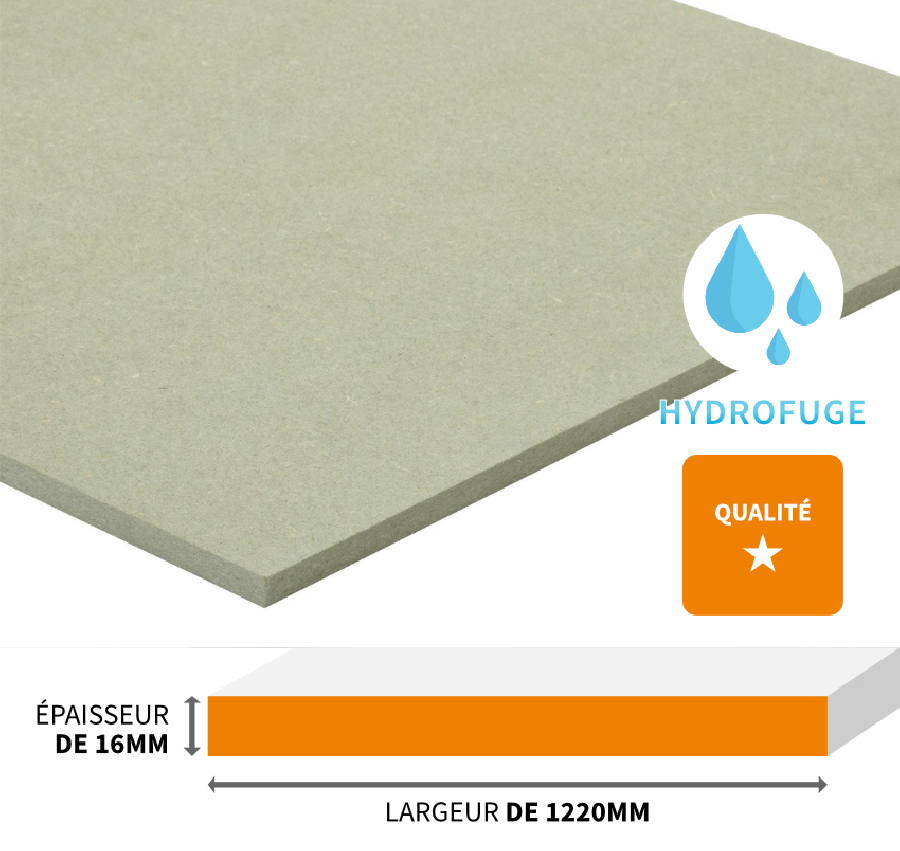 PANNEAU MDF HYDROFUGE DE QUALITÉ STANDARD 3050X1220X16MM