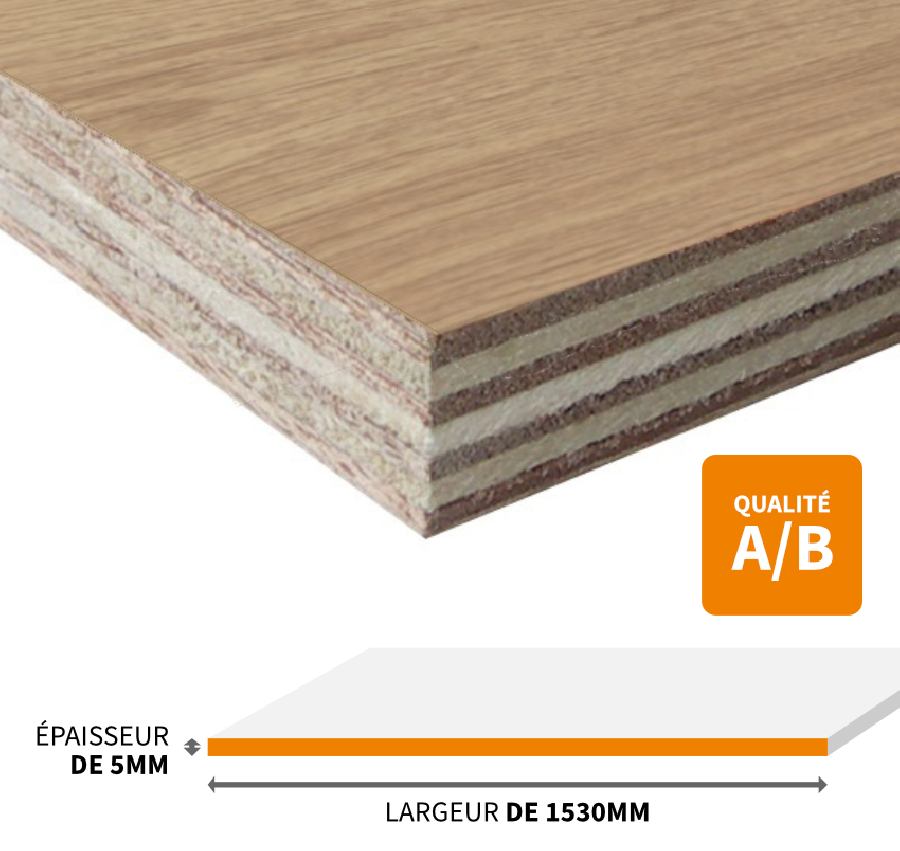 PANNEAU CONTREPLAQUÉ POUR ÉBÉNISTERIE FRÊNE 3050X1530X5MM