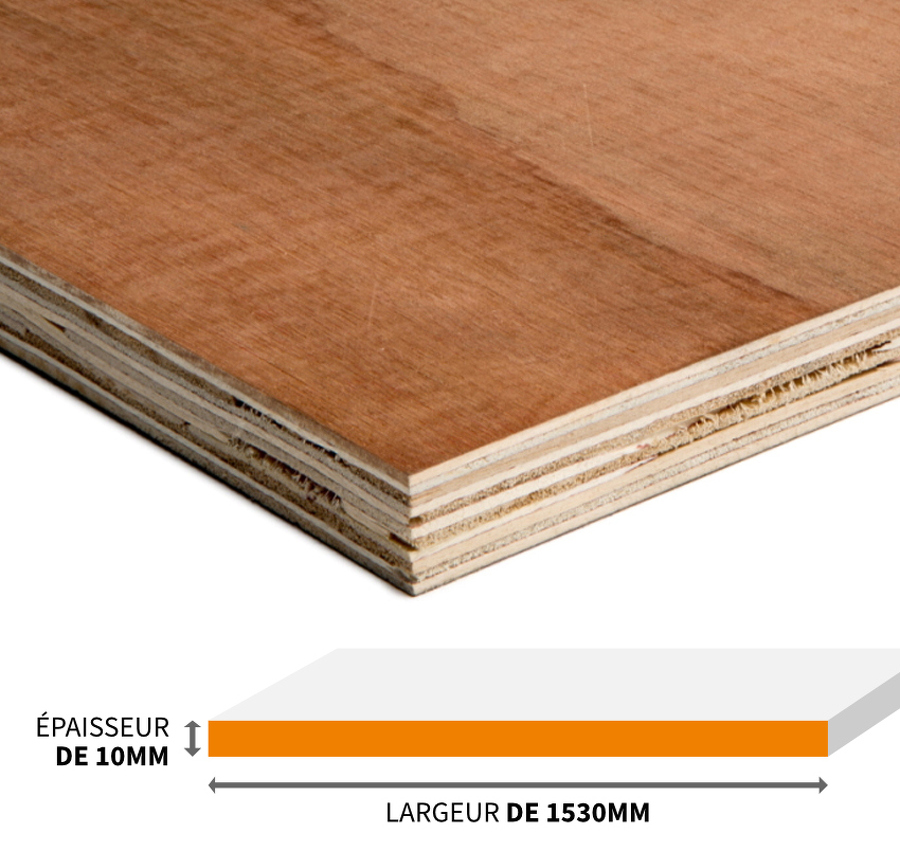 PANNEAU CONTREPLAQUÉ EN BOIS DUR D'IMPORTATION 3050X1530X10MM